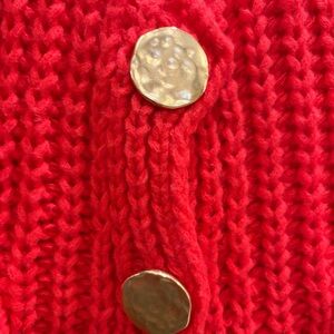 Sweaters | Chunky Red Knit Vest With Decorative Button | Poshmark
